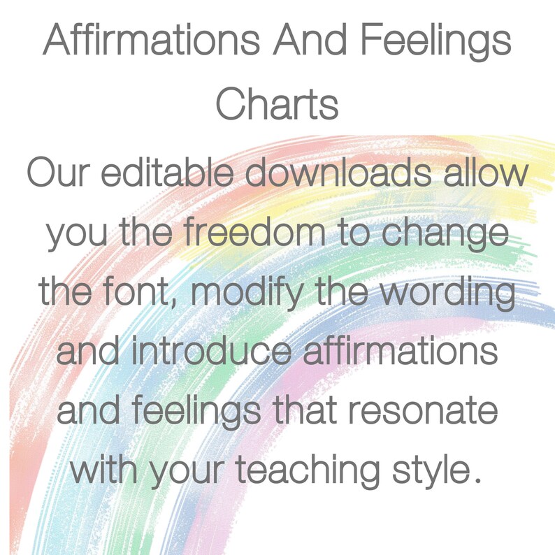 BOHO RAINBOW Affirmation Station and Feelings Chart | Positive ...