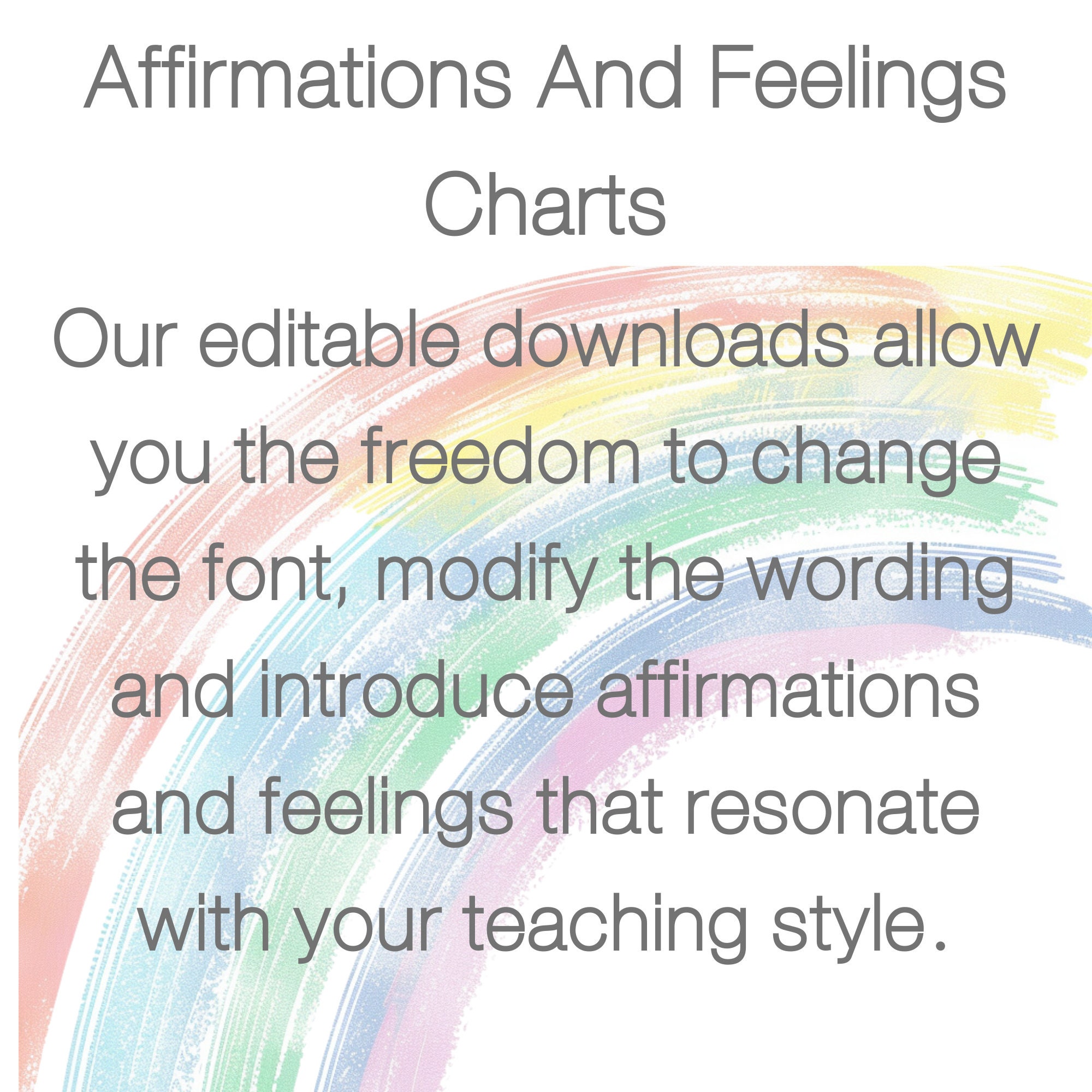 BOHO RAINBOW Affirmation Station and Feelings Chart | Positive ...