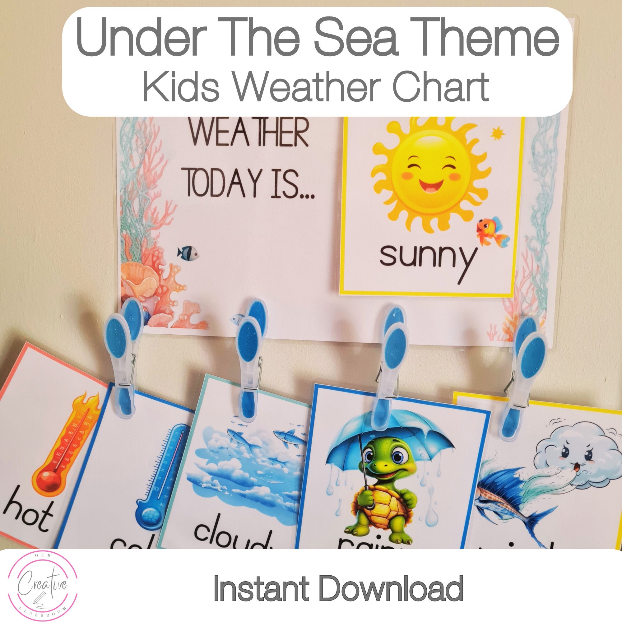 Under the Sea Classroom Theme Kids Weather Chart Printable - All ...
