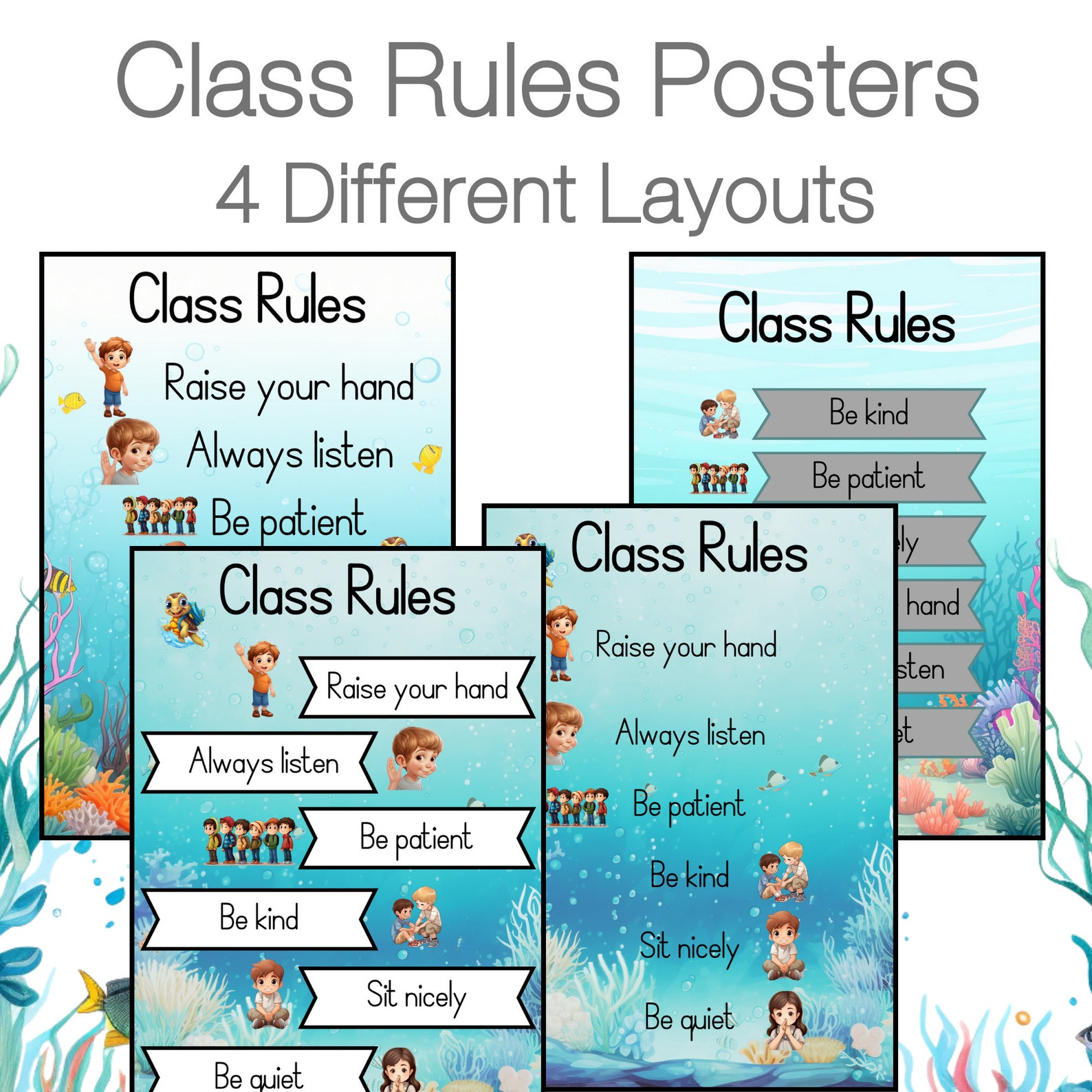 Under the Sea Classroom Theme - Classroom Rules Posters Printable ...