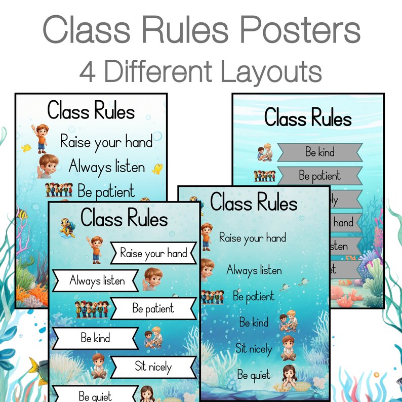 Under the Sea Classroom Theme - Classroom Rules Posters Printable ...