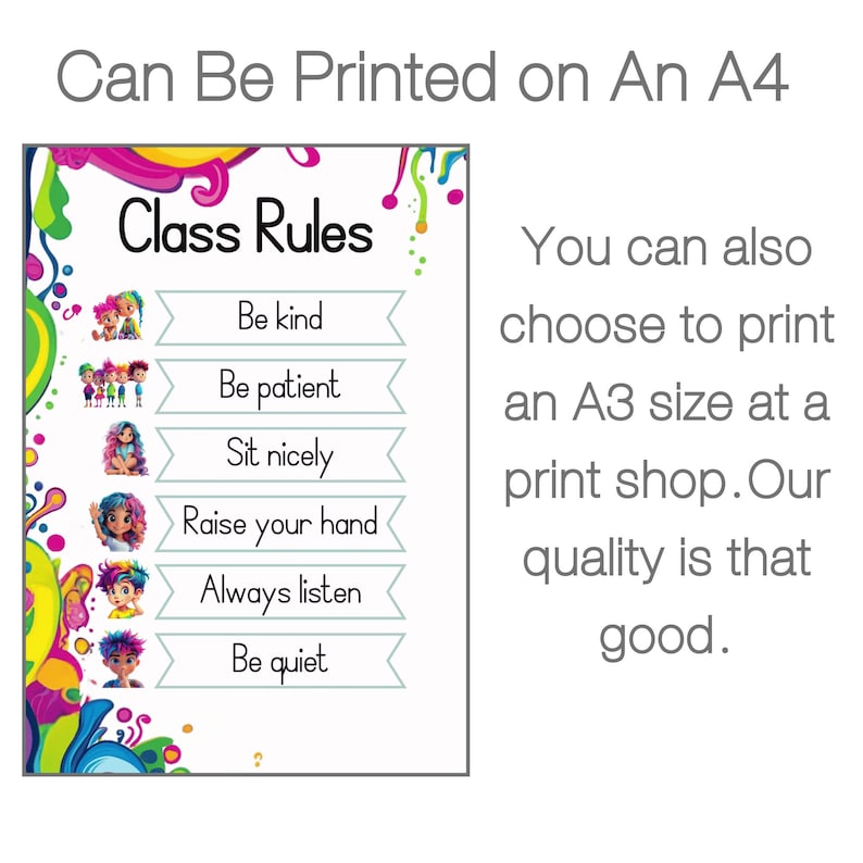 Colorful Classroom Theme Rules Posters Printable - Class Rules Posters ...