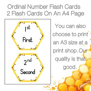 Bee Theme Classroom| Ordinal Numbers Poster | Editable Flashcards ...