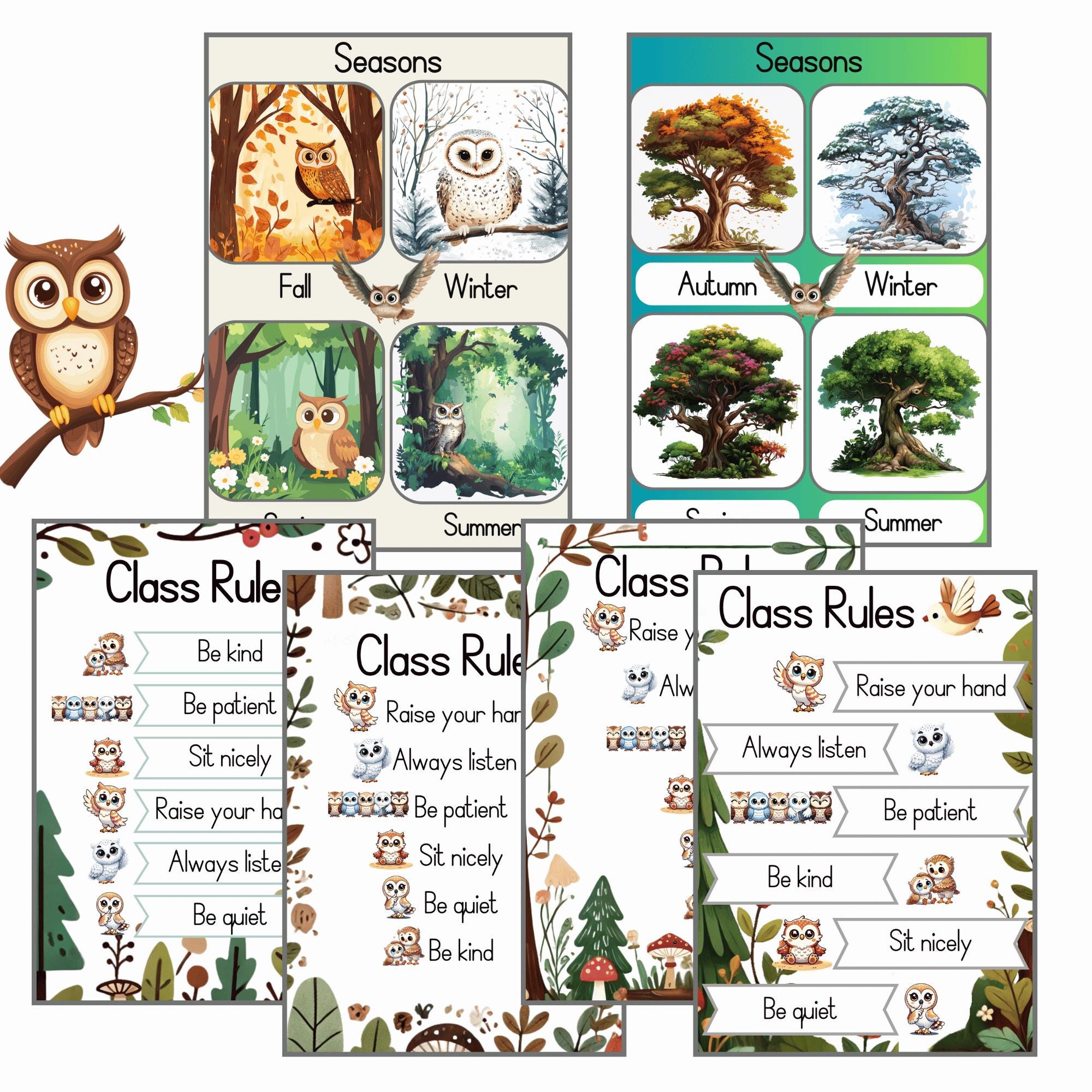Owl Theme Classroom Decor Bundle Printables - Includes 15 Amazing Owl ...
