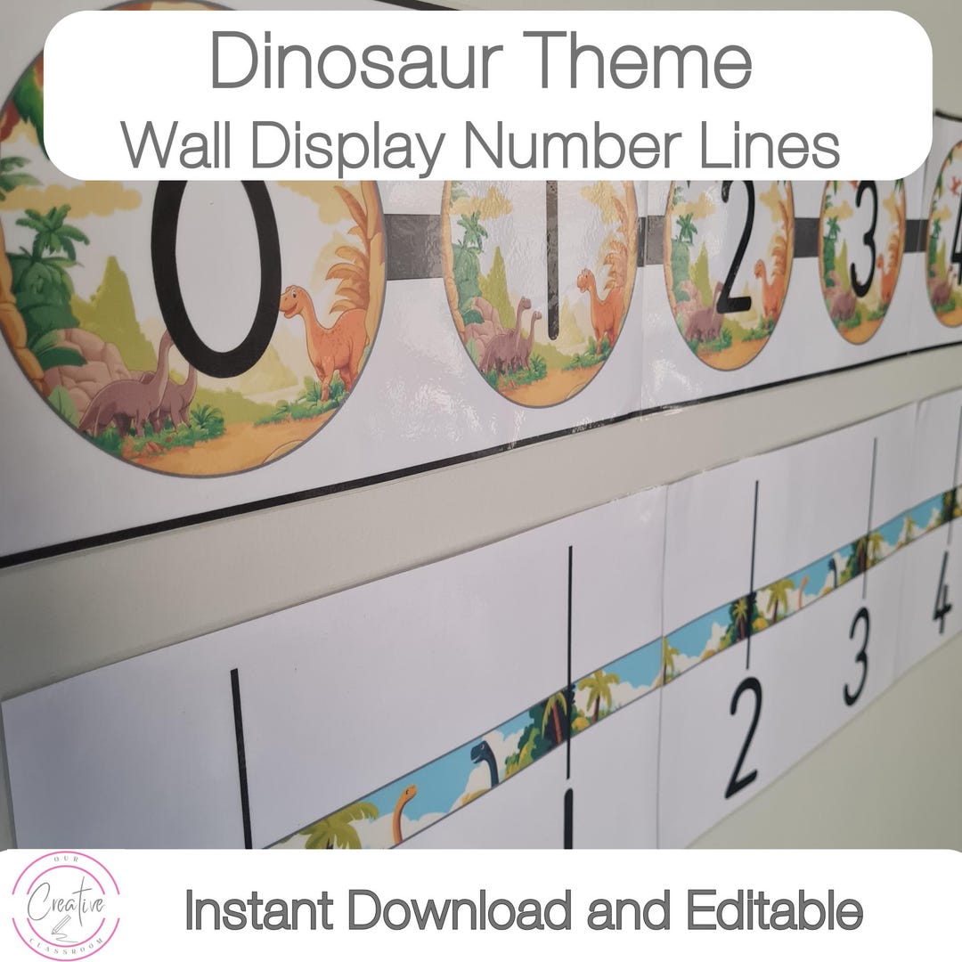 Dinosaur-themed Classroom Number Lines | 2 Various Styles of Number ...
