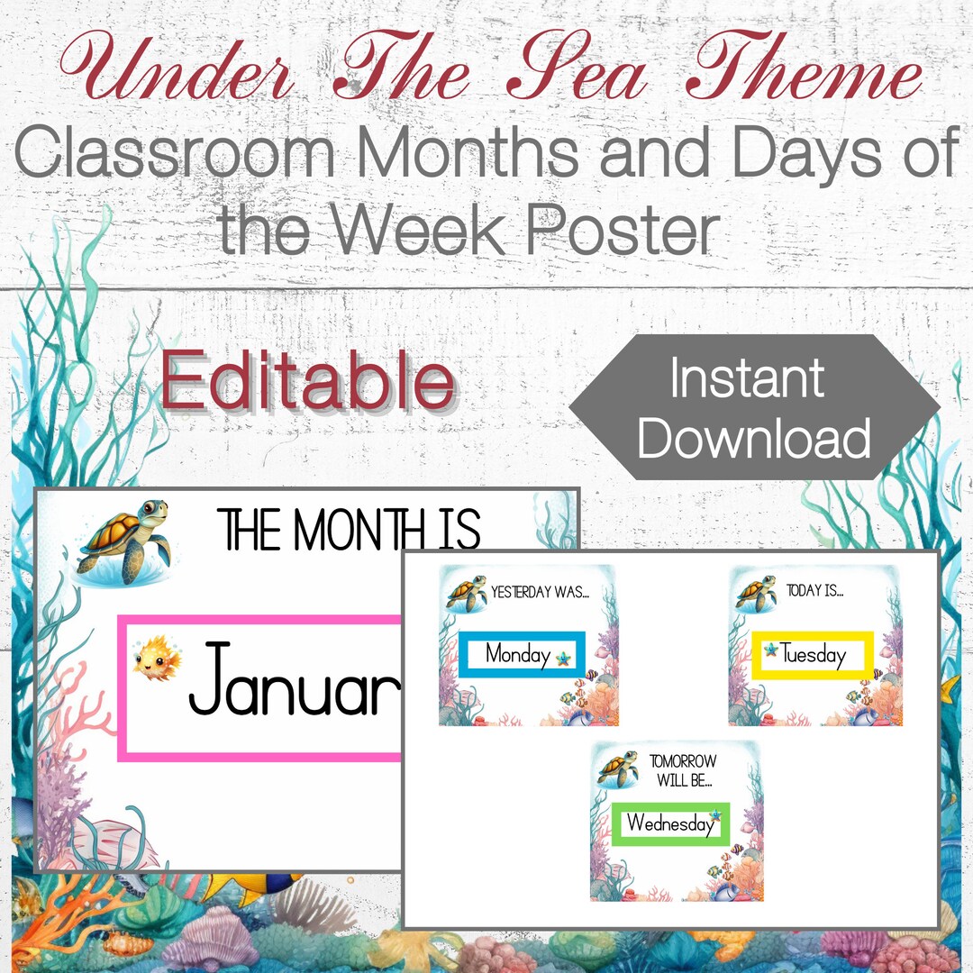 Under the Sea Classroom Theme Days of the Week Poster Printable ...