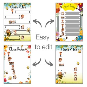 Bee Themed Classroom Rules Posters Printable - Class Rules for ...