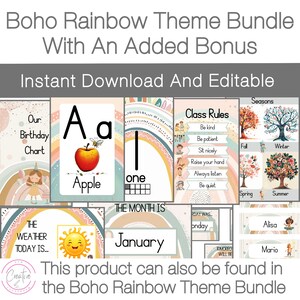 BOHO RAINBOW Affirmation Station and Feelings Chart | Positive ...