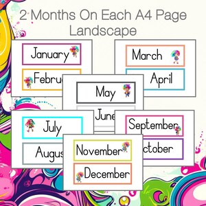 Colorful Classroom Theme Days of the Week Poster Printable & Months of ...