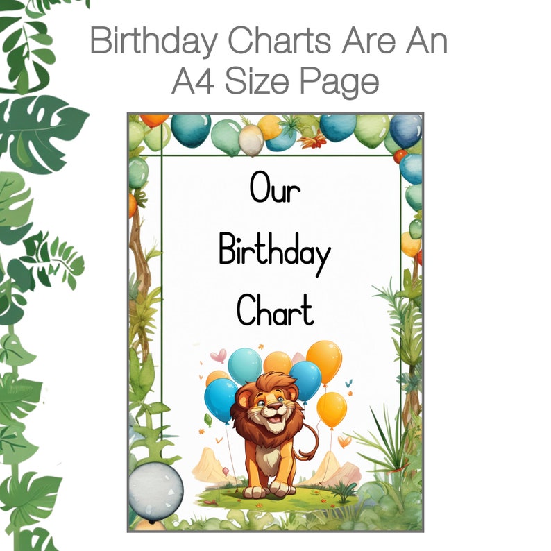 Safari Theme Classroom Birthday Chart Ideas Printable - Birthday Charts ...