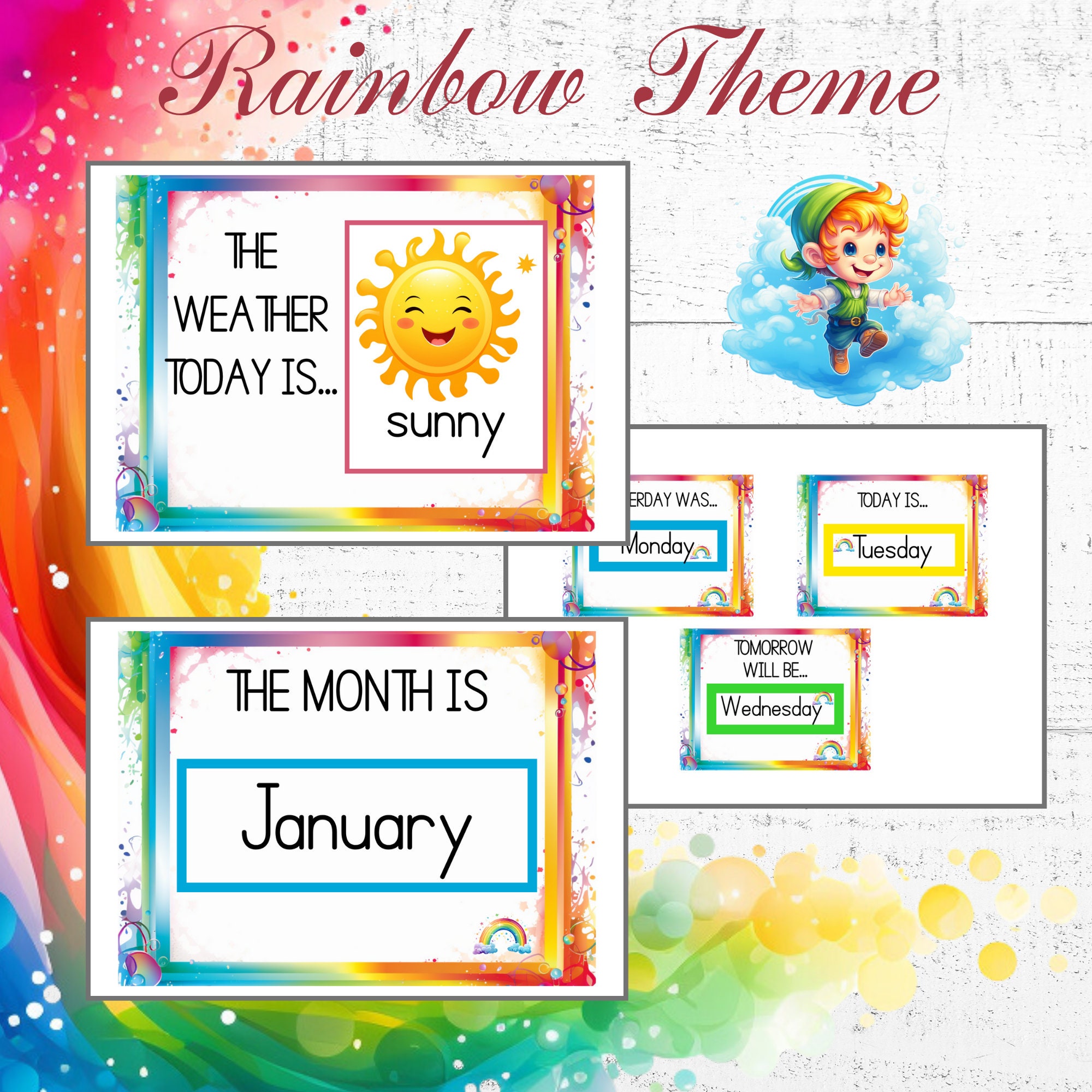 Rainbow Themed Classroom Decor Bundle Printables Includes 7 Amazing ...