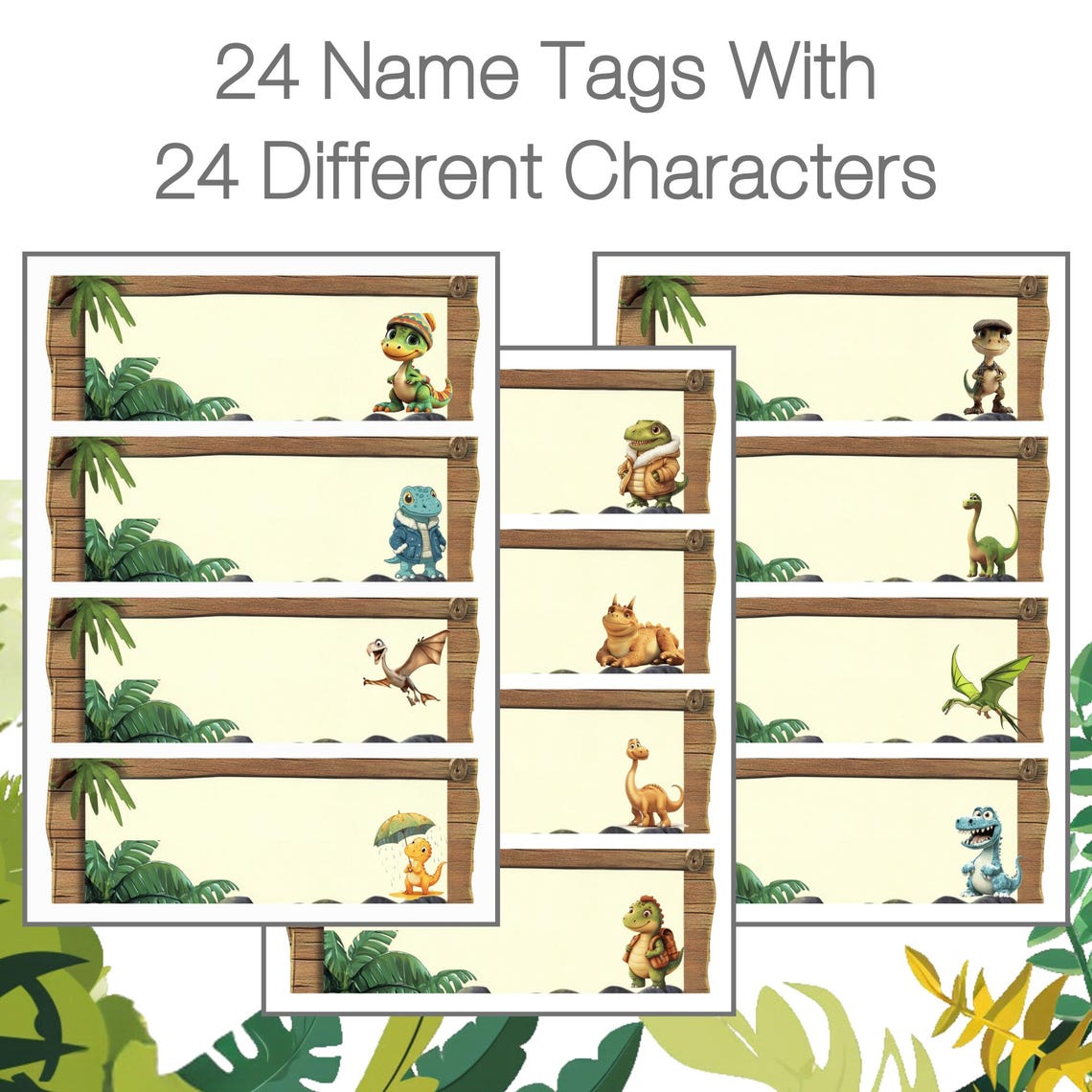 Dinosaur-themed Classroom Name Tags Printable - Name Tags for ...