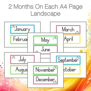 Rainbow Themed Classroom Days of the Week Poster Printable & Months of ...