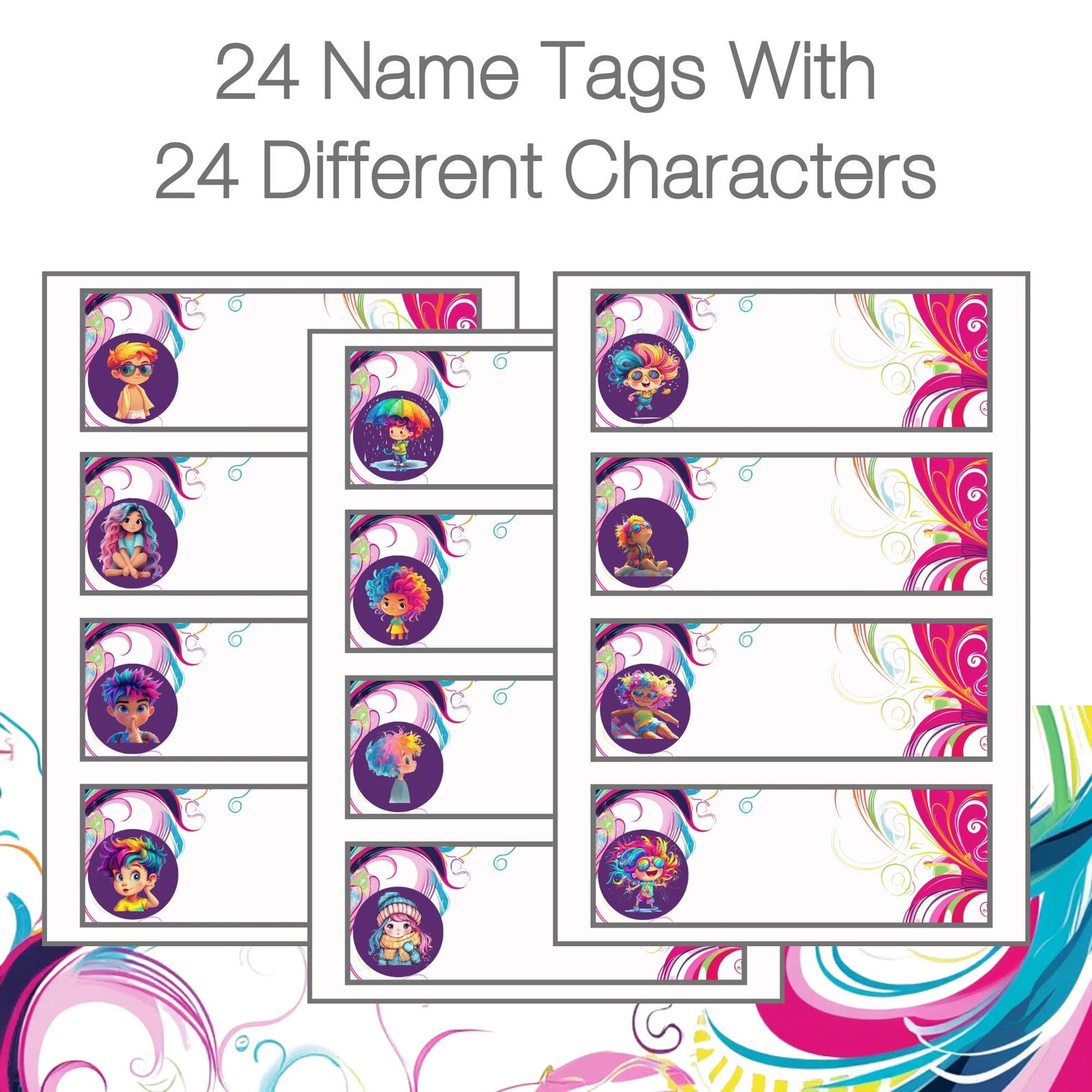 Colorful Classroom Theme Name Tags Printable - Name Tags for Little ...