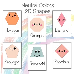 Boho Rainbow Theme Classroom | 2D Shapes | Math Shape Posters ...