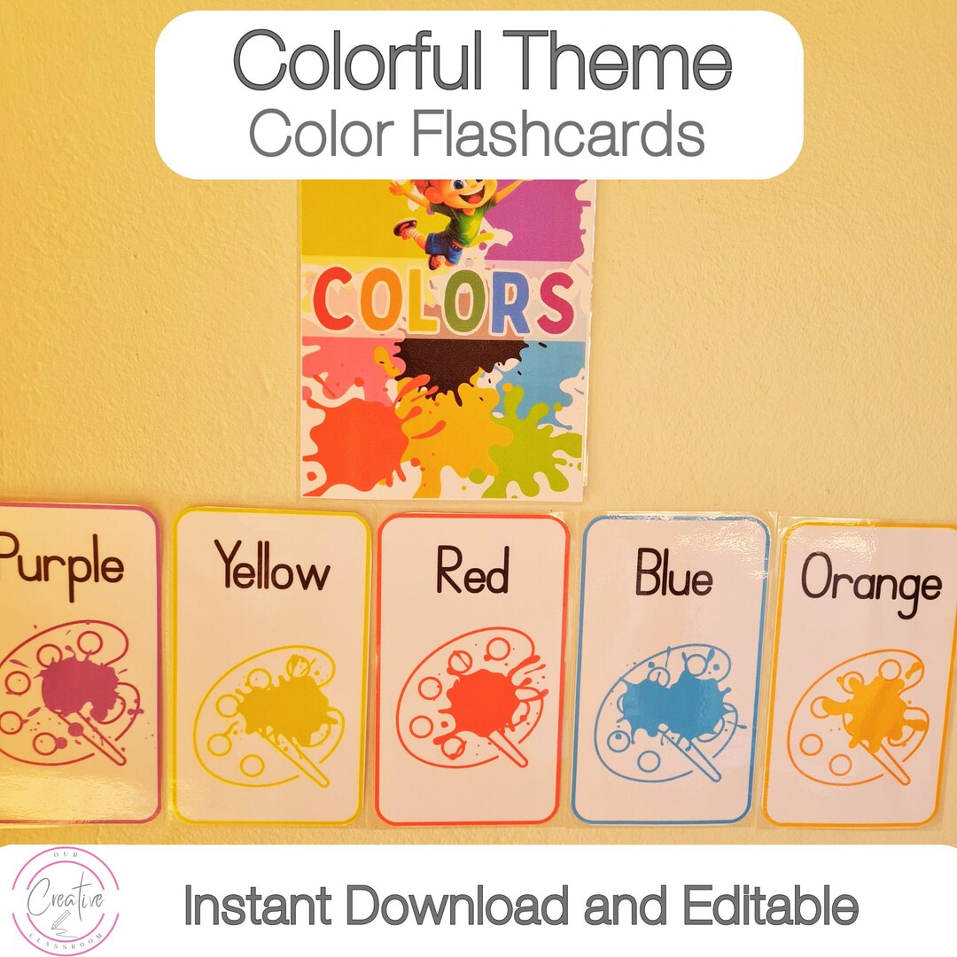 Colorful Classroom Theme | Color Flashcards | Color Recognition ...