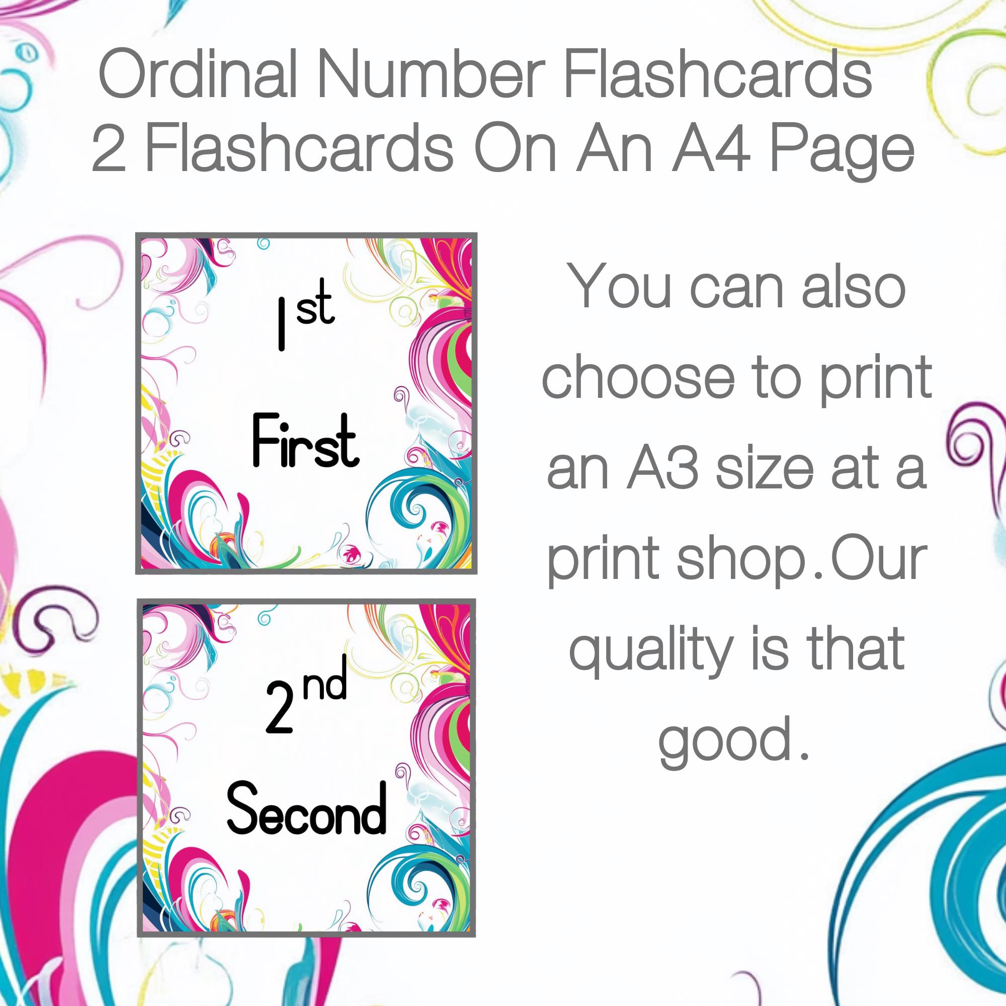Colorful Classroom Theme | Ordinal Numbers Poster | Editable Flashcards ...