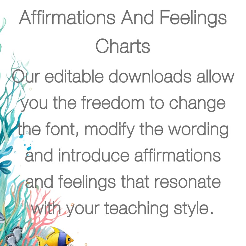 UNDER THE SEA Theme Affirmation Station and Feelings Chart | Positive ...