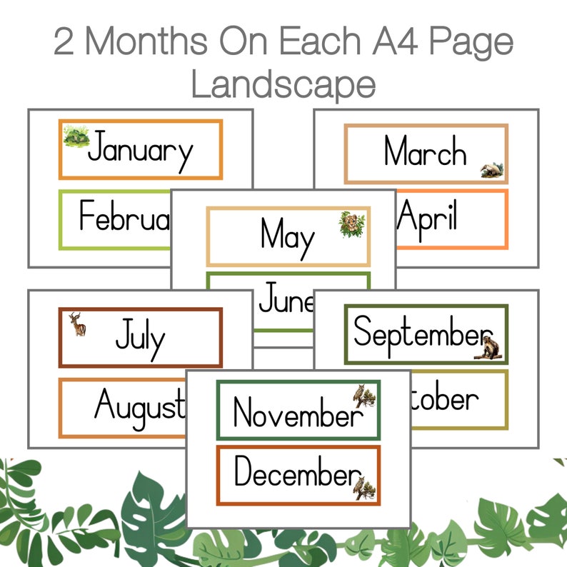 Safari Theme Classroom Days of the Week Poster Printable & Months of ...