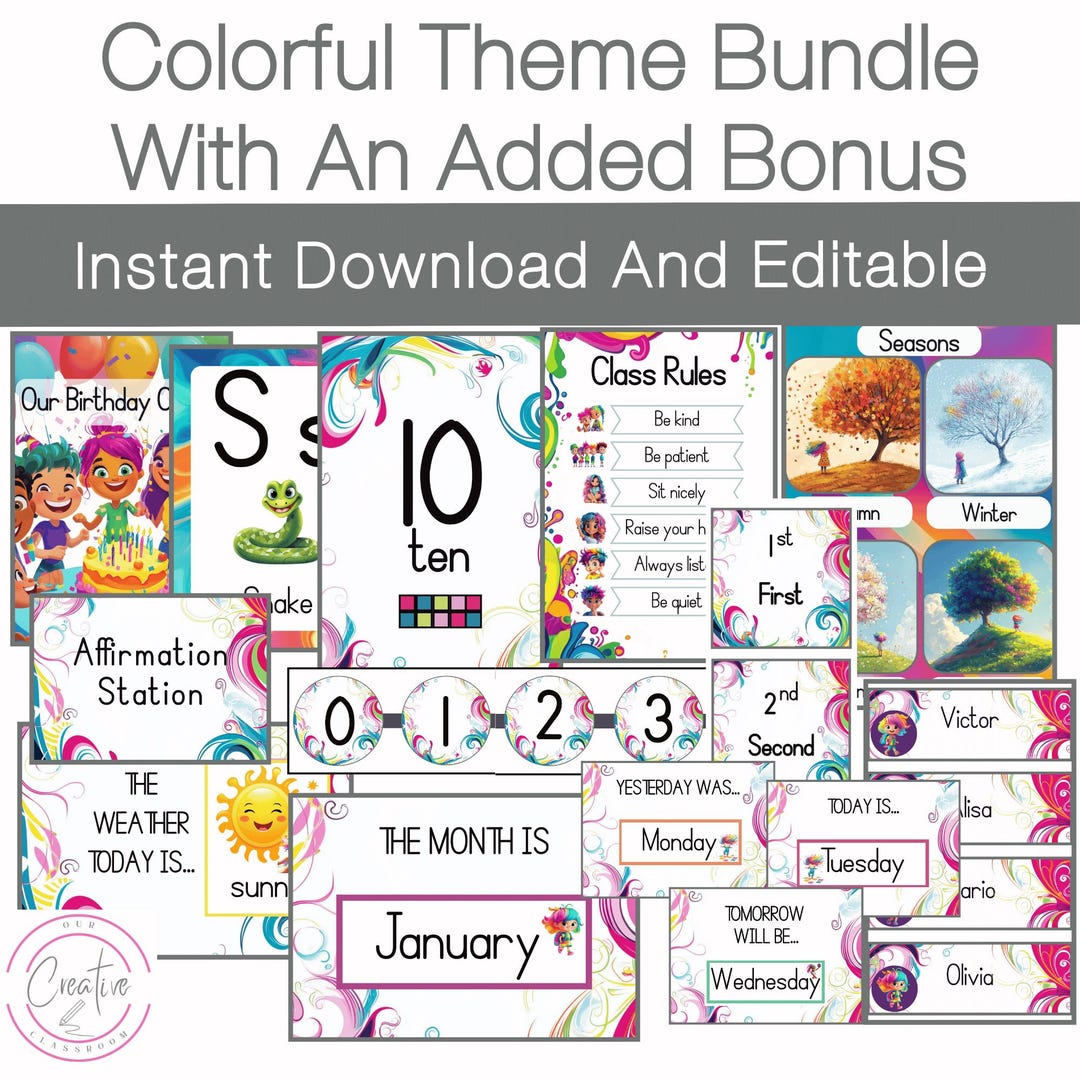 Colorful Classroom Theme Decor Bundle Pintables - Includes 15 Amazing ...