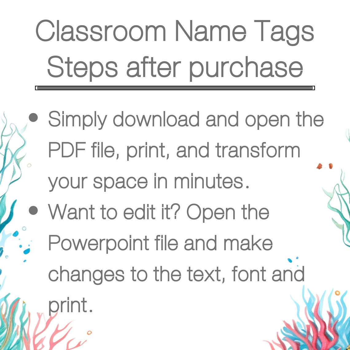Under the Sea Classroom Theme - Classroom Name Tags Printable | Name ...