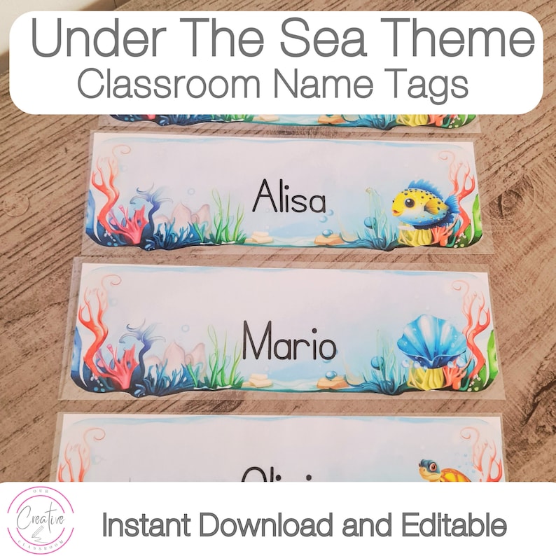 Under the Sea Classroom Theme - Classroom Name Tags Printable | Name ...