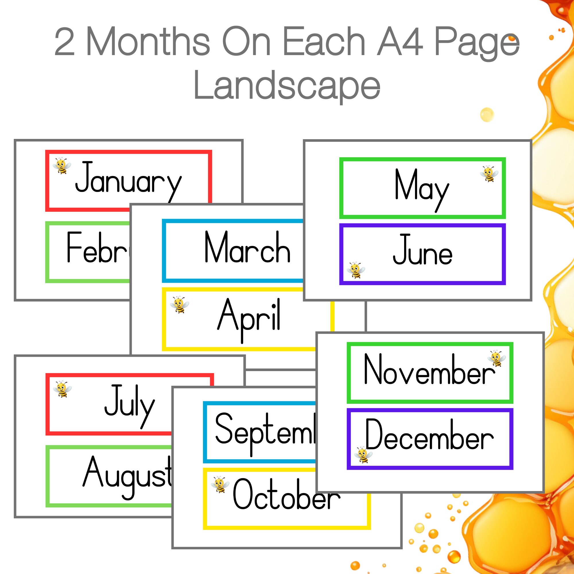 Bee Themed Classroom Days of the Week Poster Printable & Months of the ...