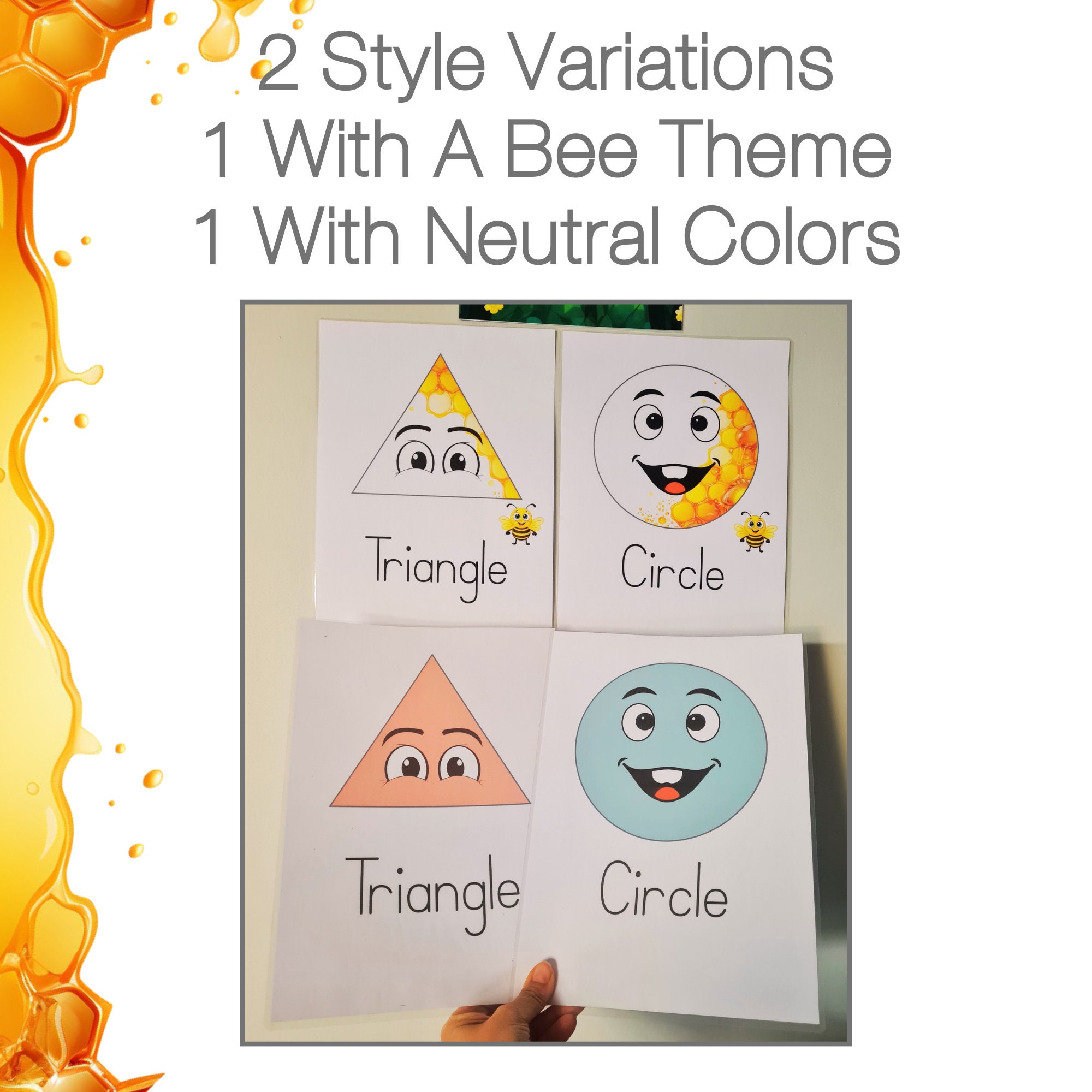 Bee Theme Classroom 2D Shapes Math Shape Posters Printable 2D Shapes ...