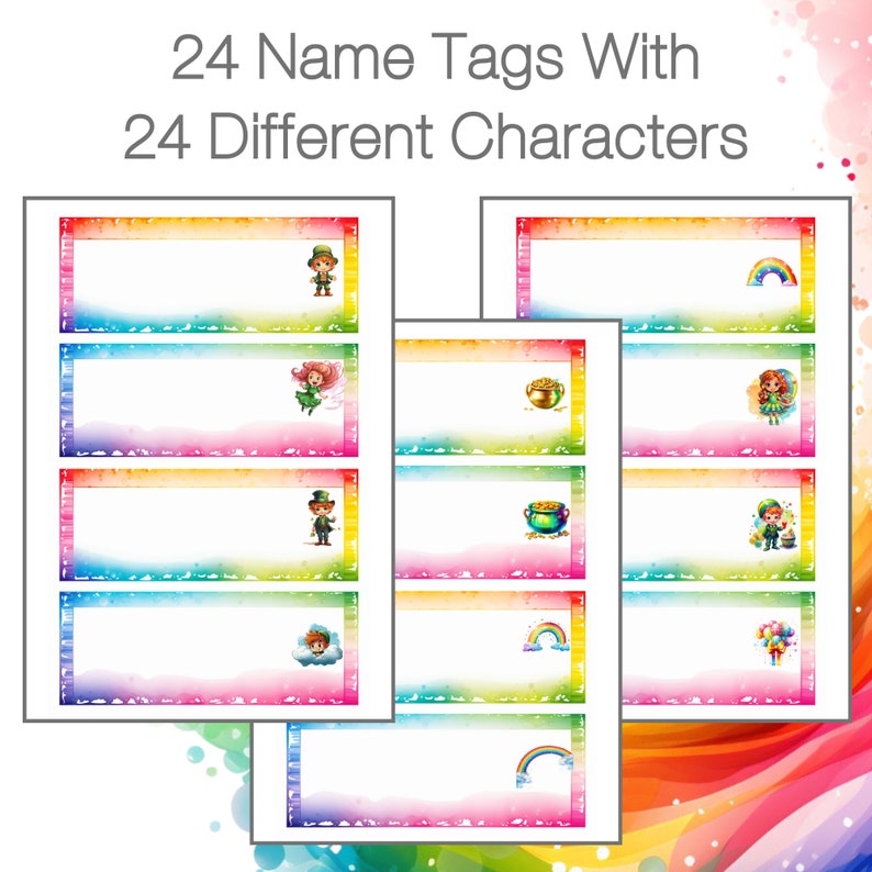 Rainbow Themed Classroom Name Tags Printable - Name Tags for ...