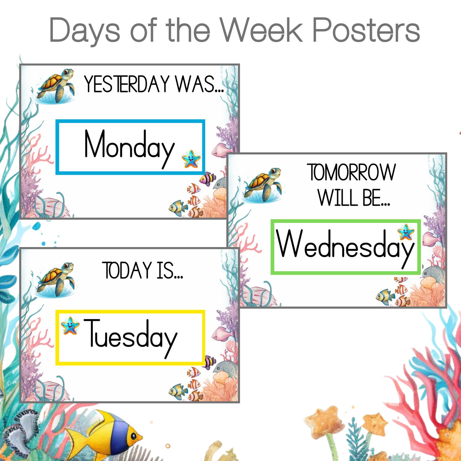 Under the Sea Classroom Theme Days of the Week Poster Printable ...