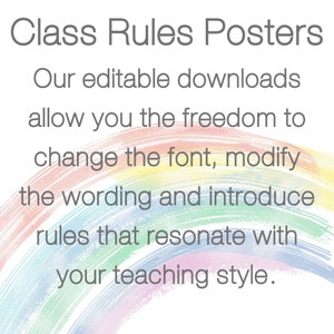 BOHO RAINBOW Classroom Rules Posters | Editable | Pastel Rainbow ...