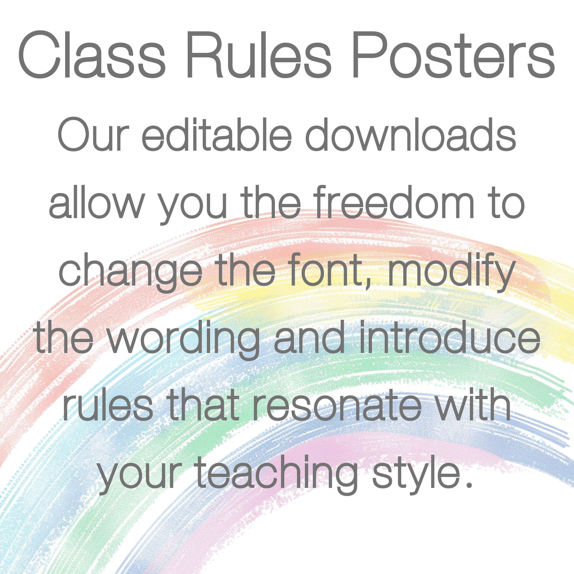BOHO RAINBOW Classroom Rules Posters Editable Pastel Rainbow Classroom ...