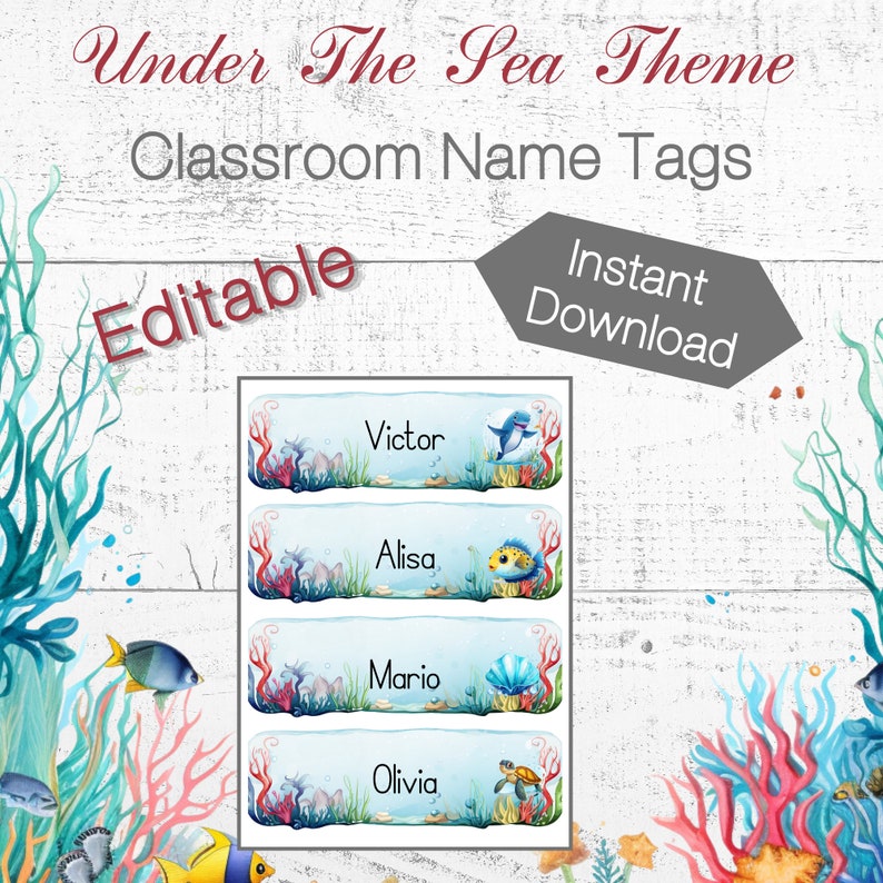 Under the Sea Classroom Theme Classroom Name Tags Printable Name Tags ...