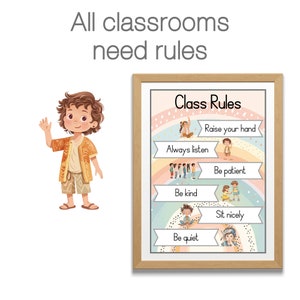 BOHO RAINBOW Classroom Rules Posters | Editable | Pastel Rainbow ...