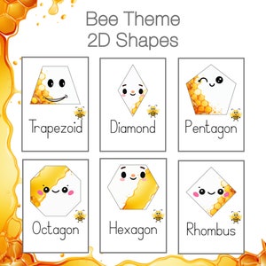 Bee Theme Classroom | 2D Shapes | Math Shape Posters | Printable 2D ...