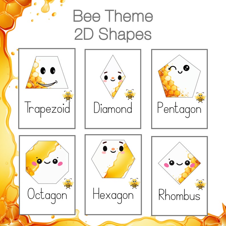 Bee Theme Classroom | 2D Shapes | Math Shape Posters | Printable 2D ...