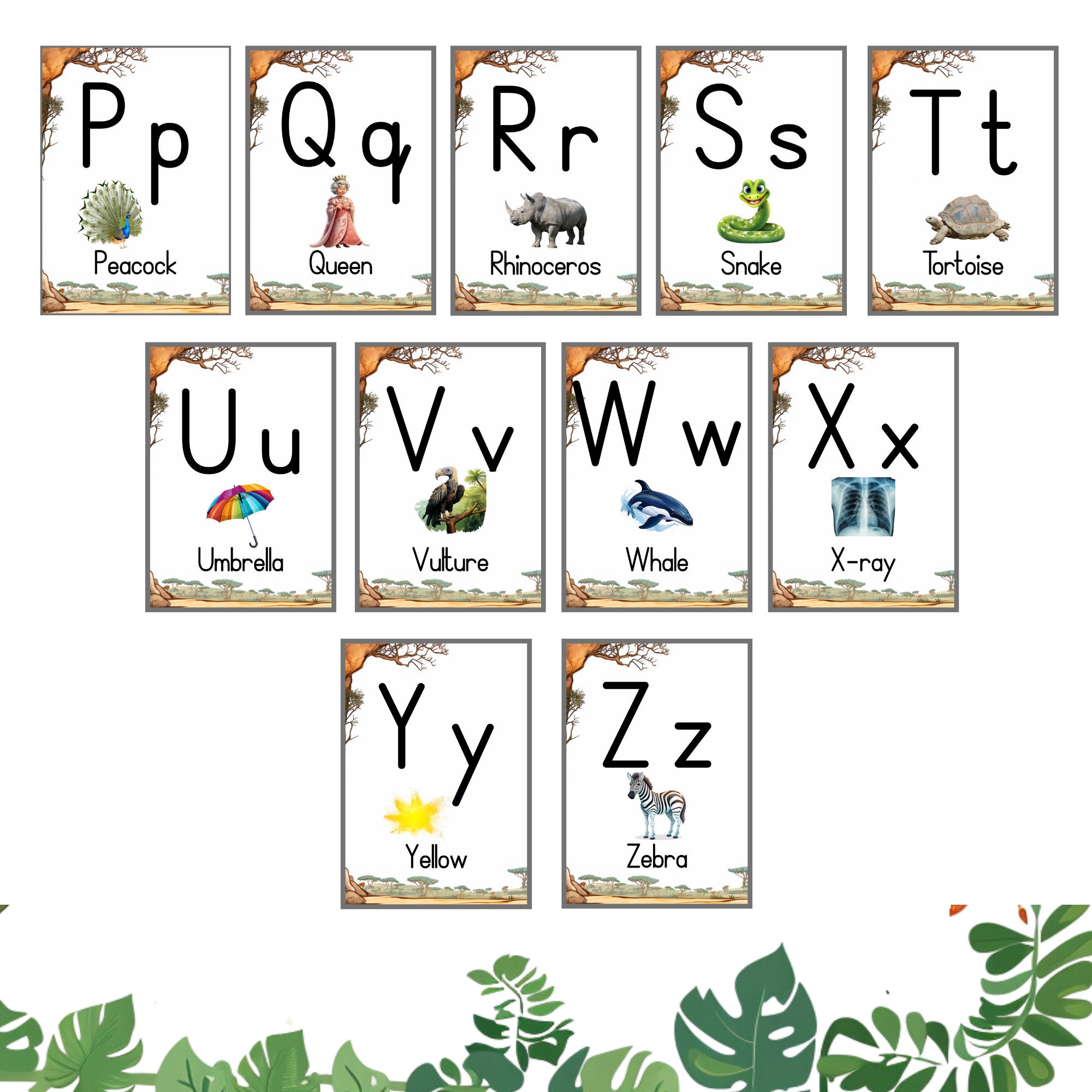 Safari Theme Classroom | Alphabet Posters | Alphabet Class Display ...