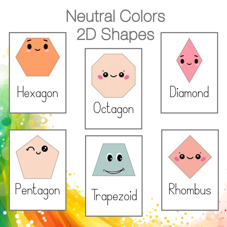 Rainbow Theme Classroom | 2D Shapes | Math Shape Posters | Printable 2D ...