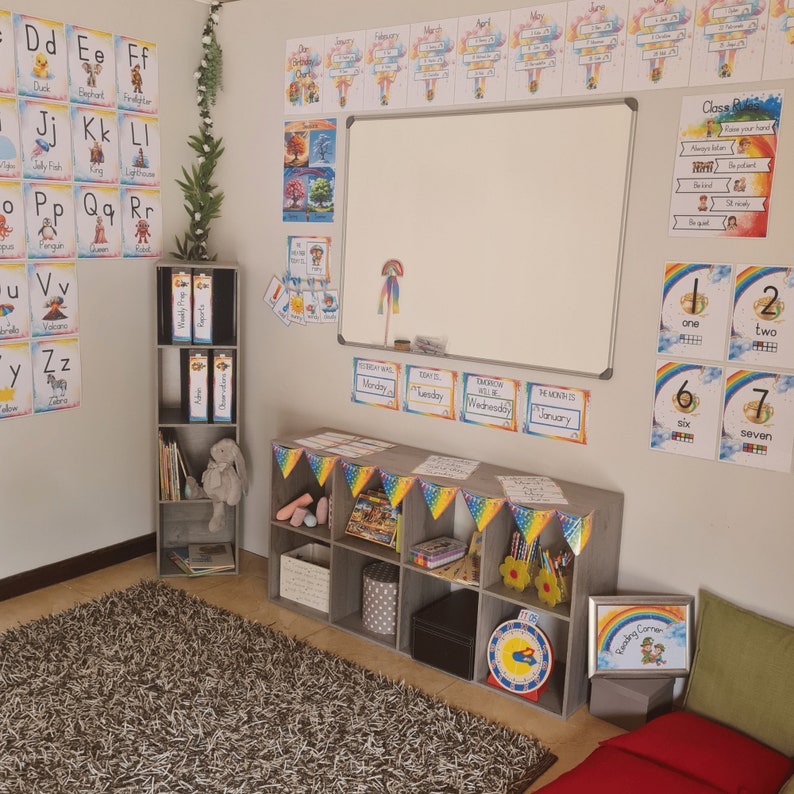 Rainbow-themed Classroom| Ordinal Numbers Poster | Editable Flashcards ...