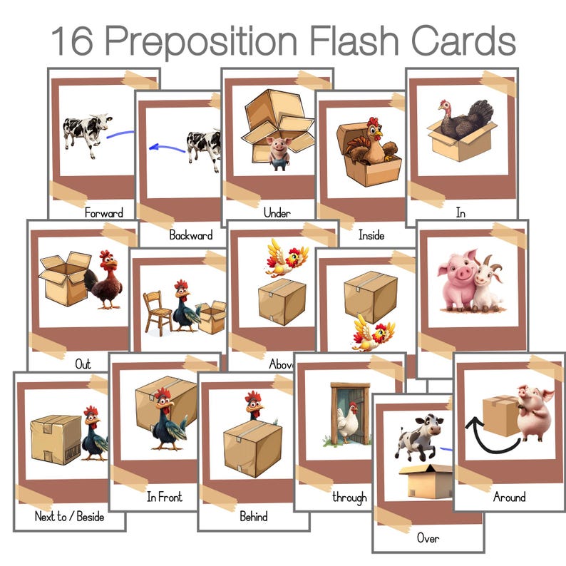 Farm Theme Classroom | English Prepositions | Editable Flashcards ...