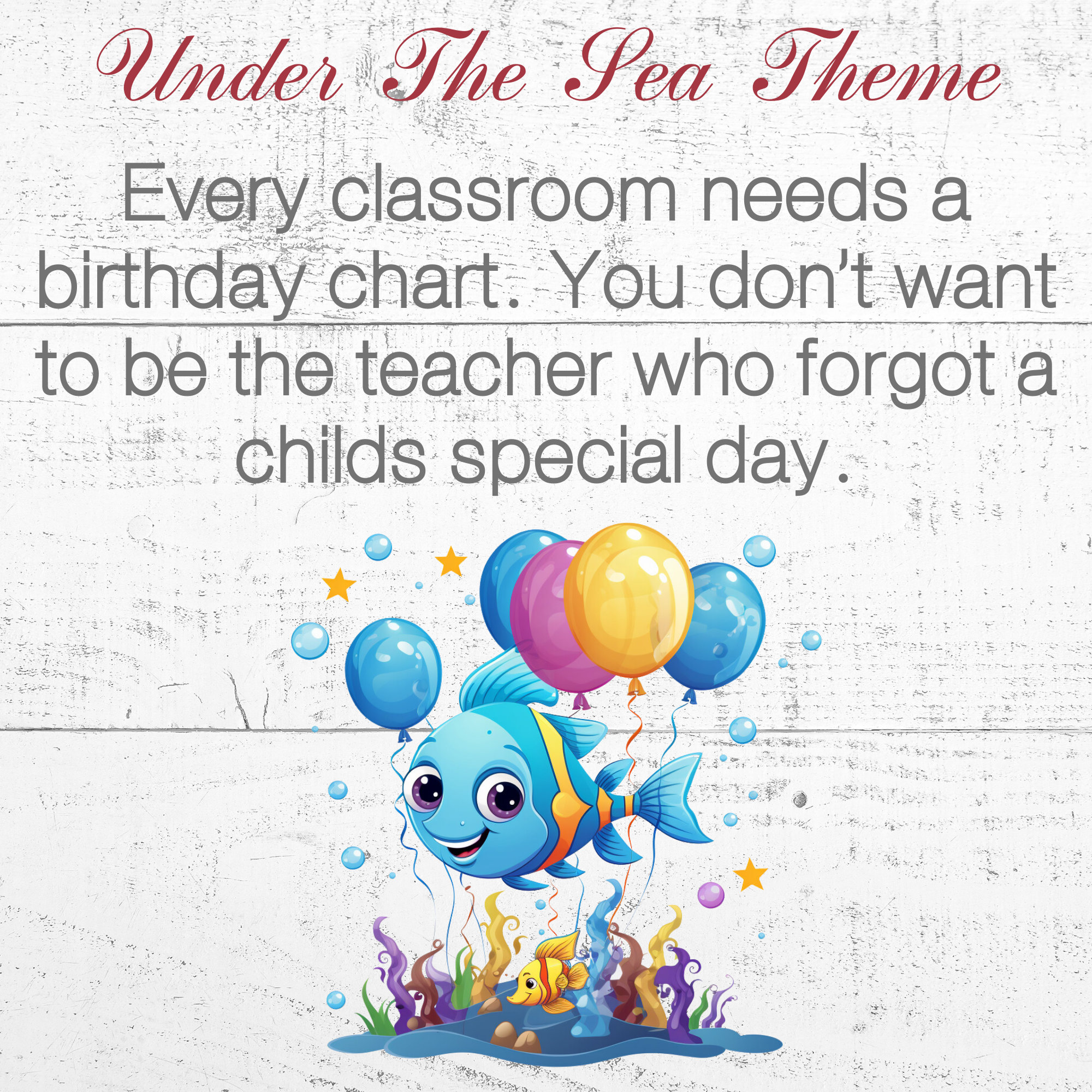 Under the Sea Theme Classroom Birthday Chart Ideas Printable Birthday ...