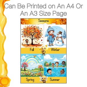 Bee Themed Classroom Kids Weather Chart Printable - All Seasons Posters ...