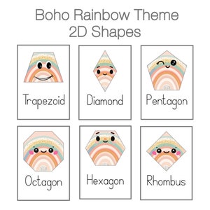 Boho Rainbow Theme Classroom | 2D Shapes | Math Shape Posters ...