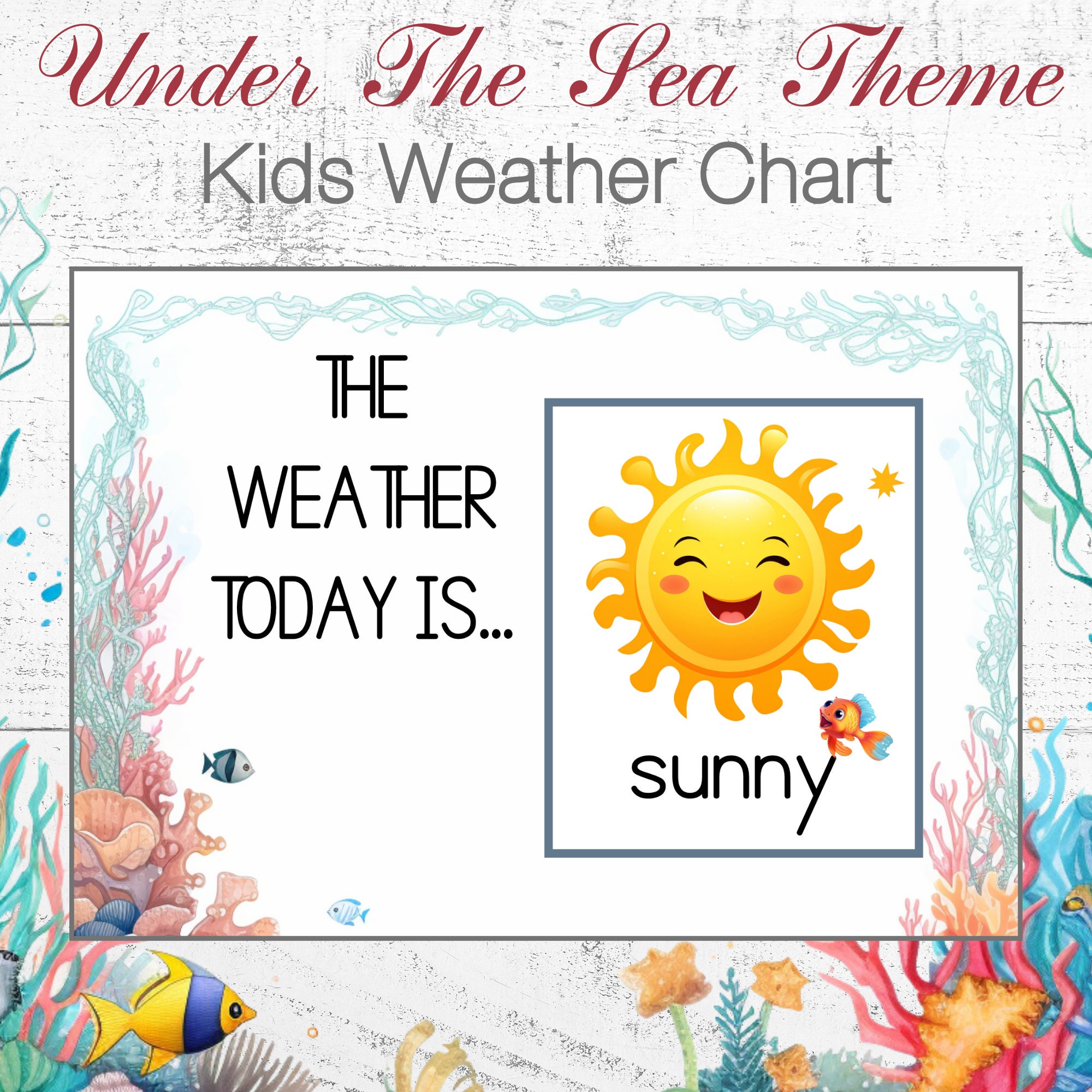 Under the Sea Classroom Theme Kids Weather Chart Printable All Seasons ...