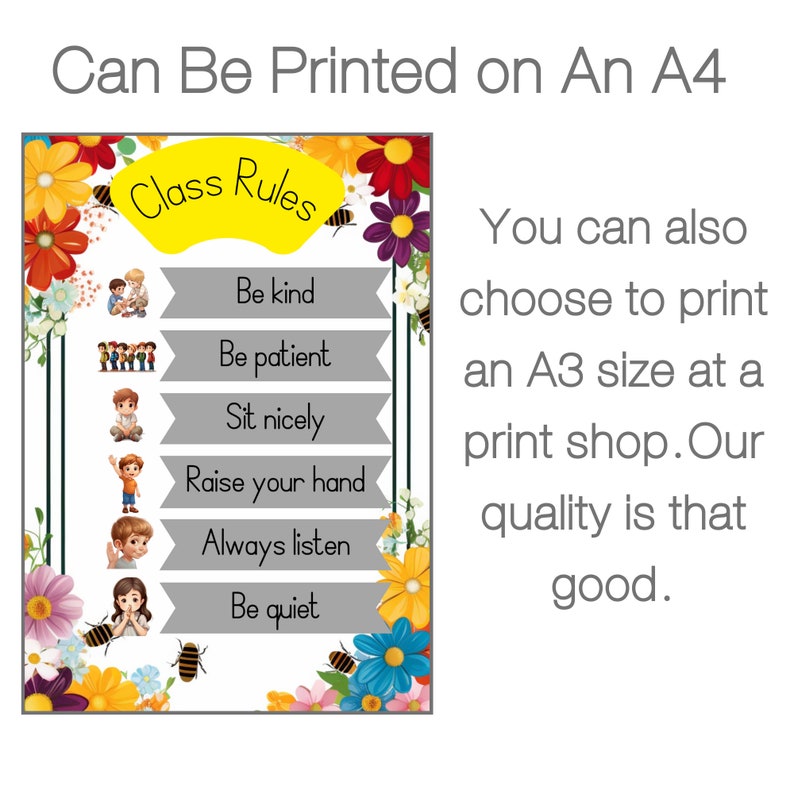 Bee Themed Classroom Rules Posters Printable - Class Rules for ...