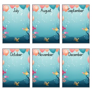 Under the Sea Theme Classroom Birthday Chart Ideas Printable - Birthday ...
