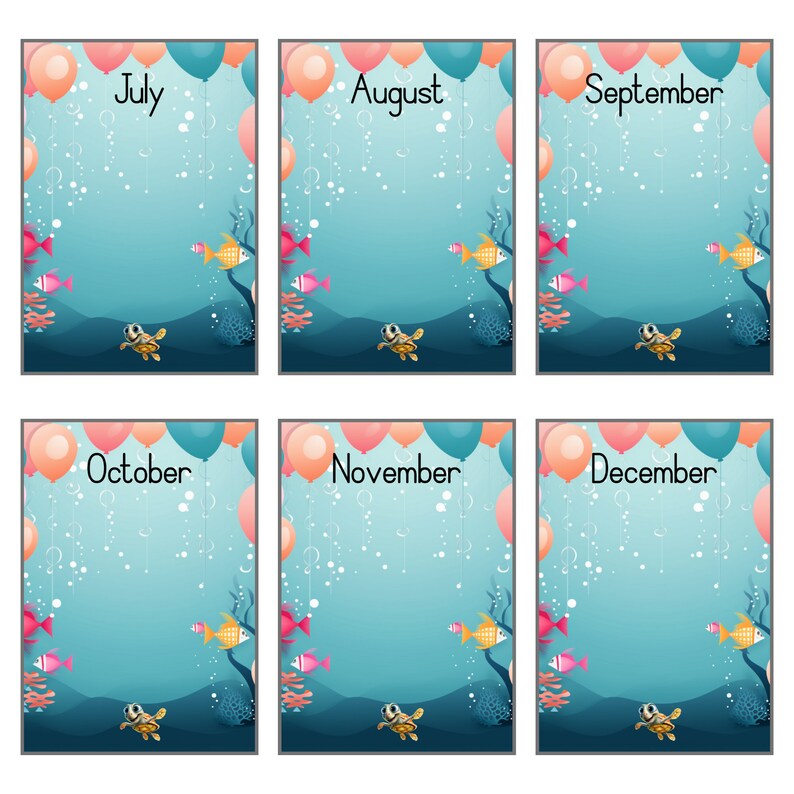 Under the Sea Theme Classroom Birthday Chart Ideas Printable - Birthday ...