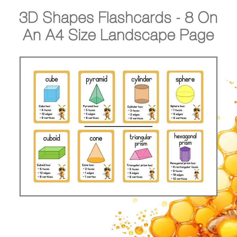 Bee Theme Classroom | 3D Shapes | Math Shape Posters | Printable 3D ...