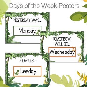 Dinosaur Theme Classroom Days of the Week Poster Printable & Months of ...