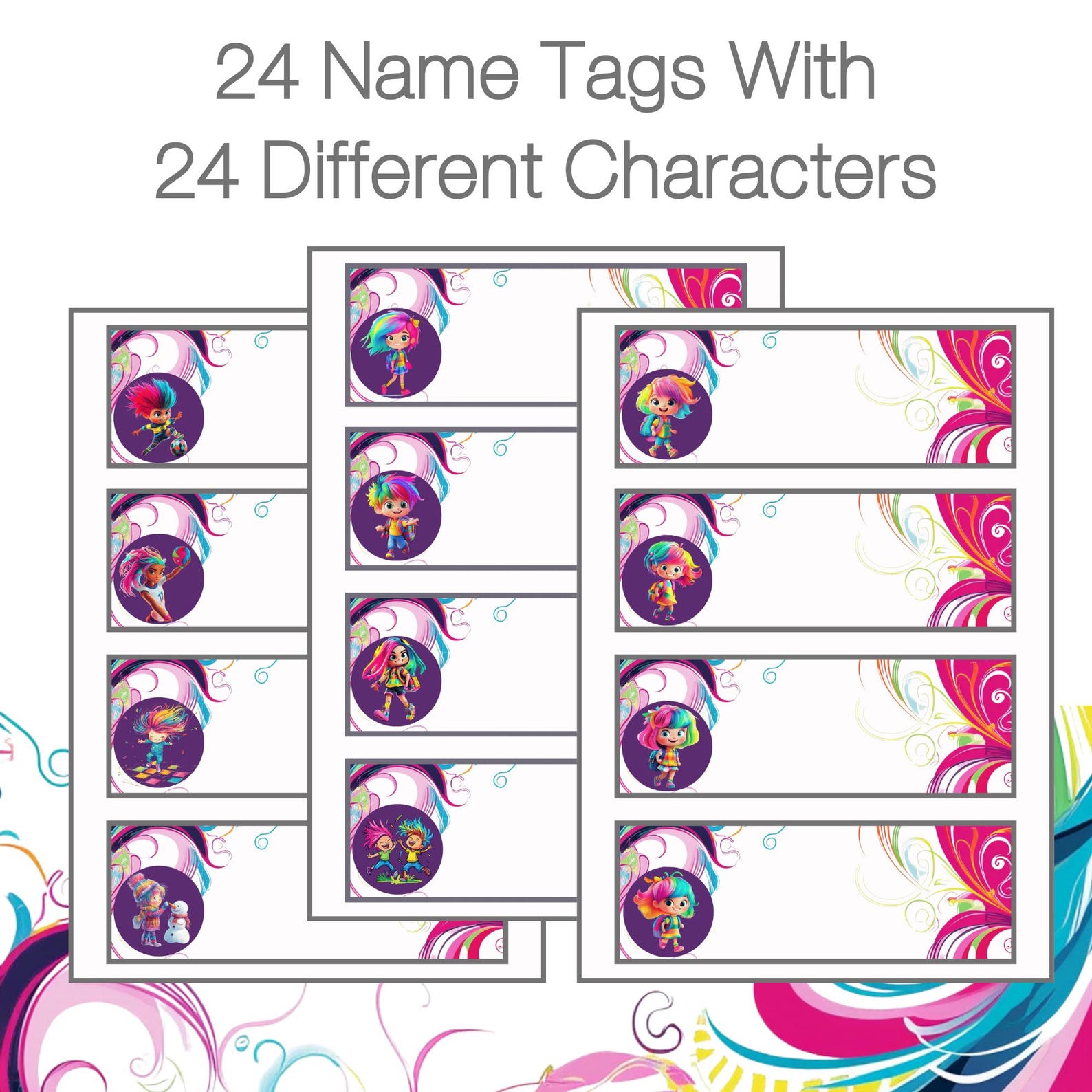 Colorful Classroom Theme Name Tags Printable - Name Tags for Little ...